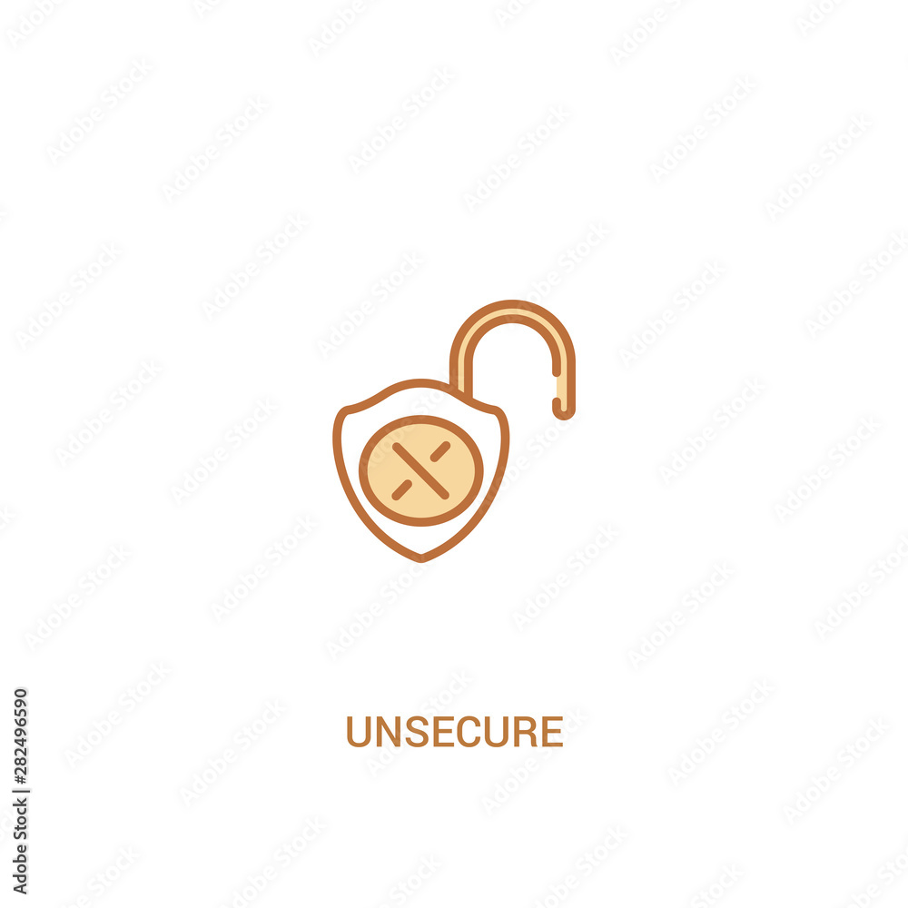 unsecure concept 2 colored icon. simple line element illustration ...