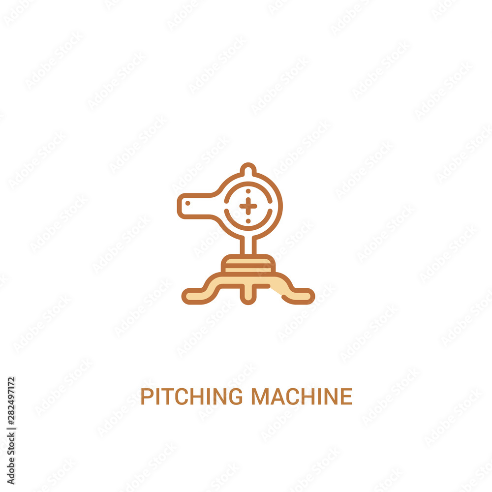 pitching machine concept 2 colored icon. simple line element ...