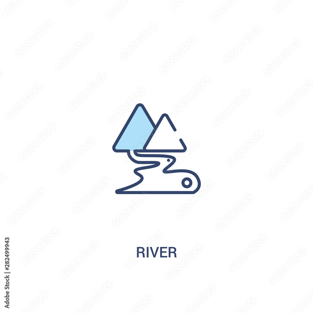river concept 2 colored icon. simple line element illustration. outline ...