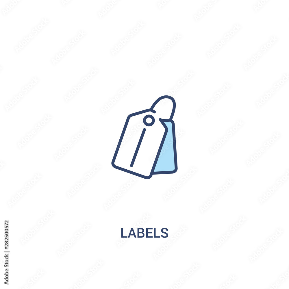 labels concept 2 colored icon. simple line element illustration. outline blue labels symbol. can ...