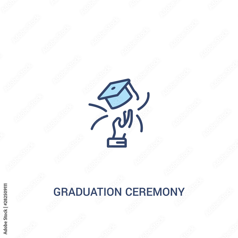 graduation ceremony concept 2 colored icon. simple line element ...