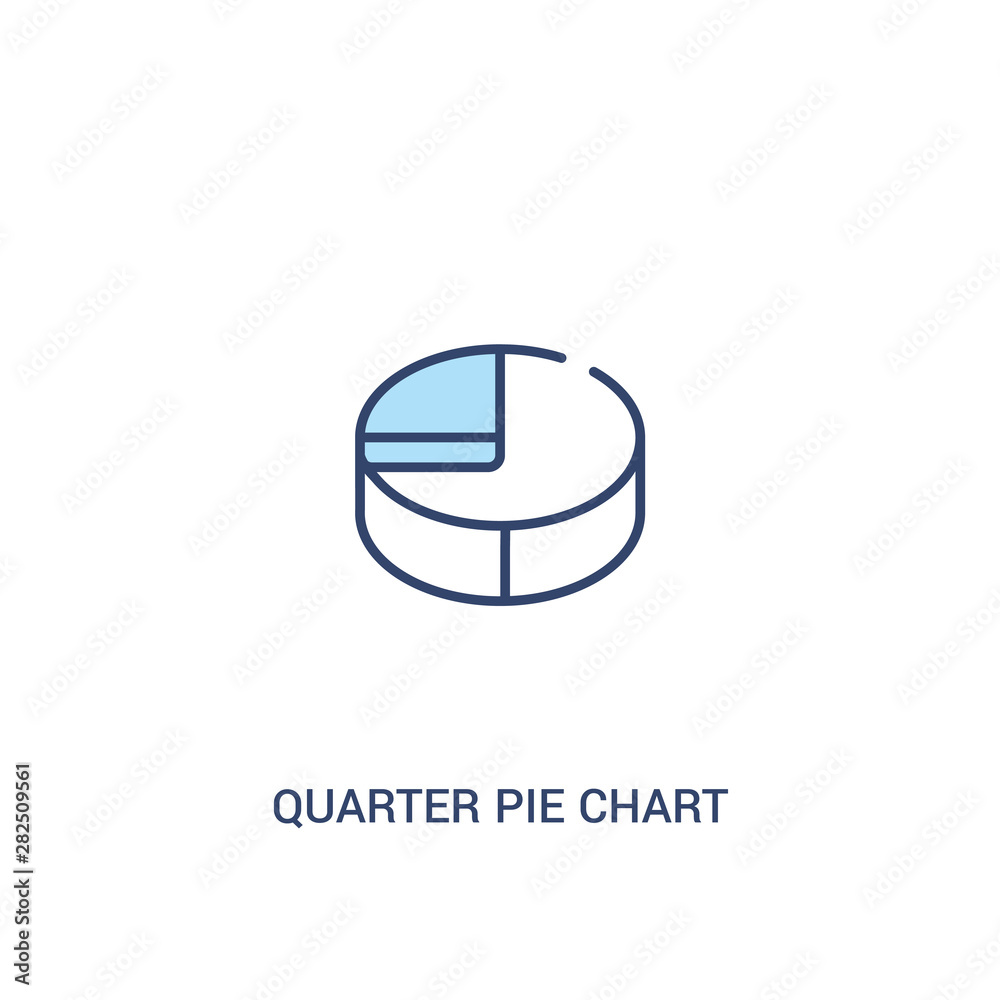 quarter pie chart concept 2 colored icon. simple line element illustration. outline blue quarter ...