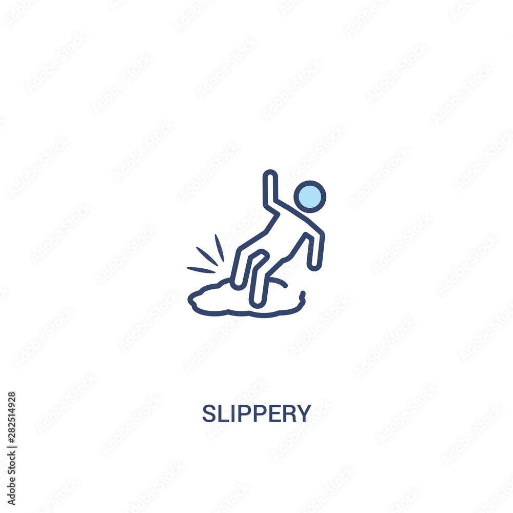 slippery concept 2 colored icon. simple line element illustration ...