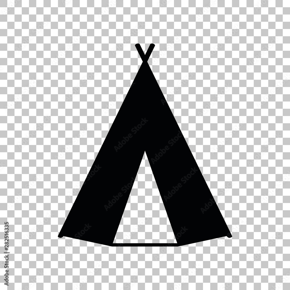 Wigwam sign. Black icon on transparent background. Illustration. Stock ...