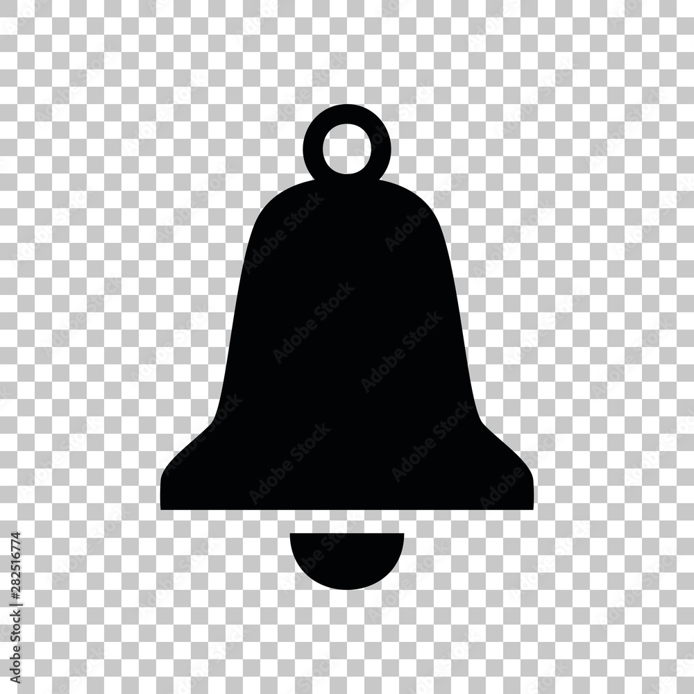 Bell Alarm sign. Black icon on transparent background. Illustration ...
