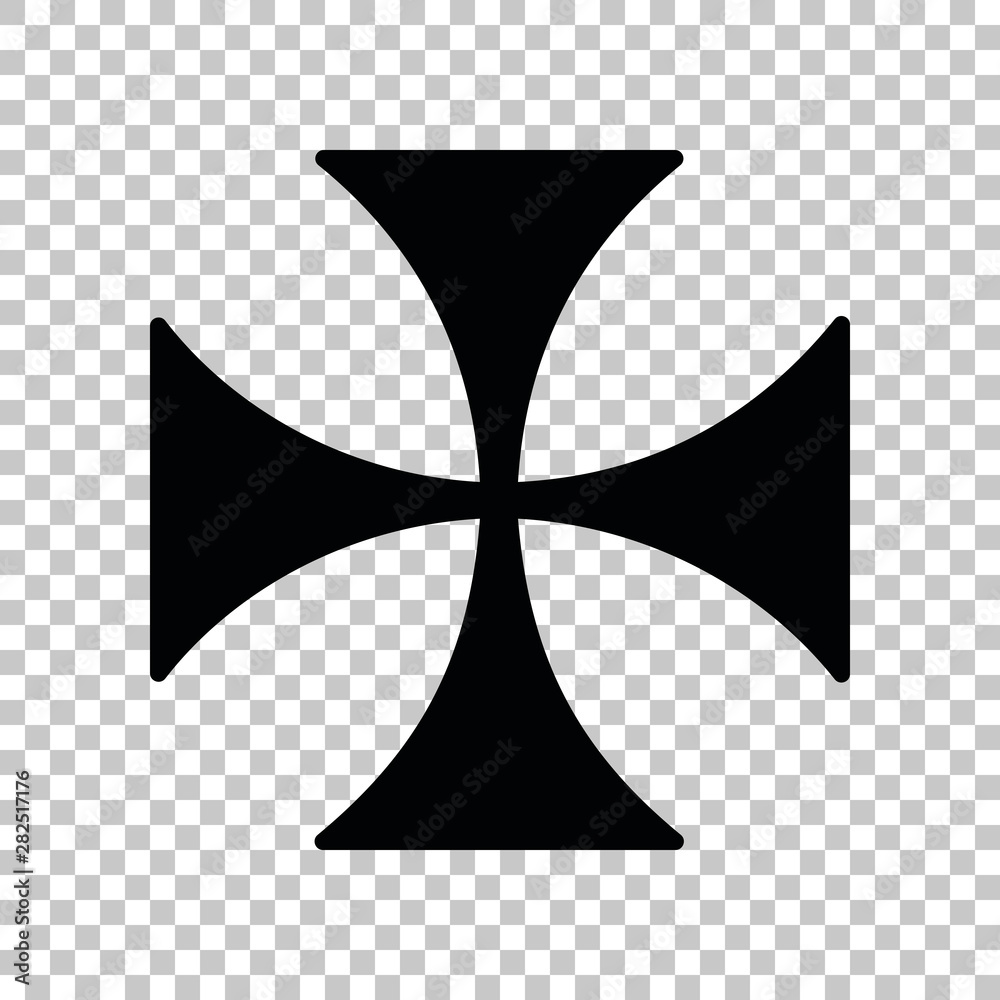 Maltese cross sign. Black icon on transparent background. Illustration ...