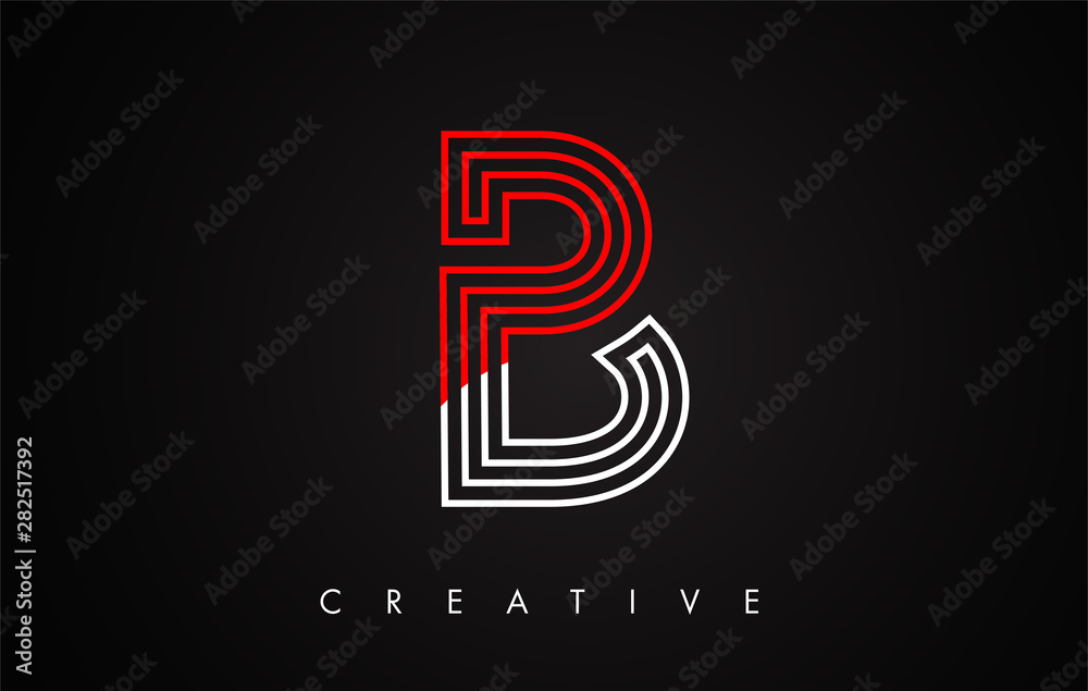 B Red and Black Letter Modern Trendy Design Logo. Letter B Icon Logo ...