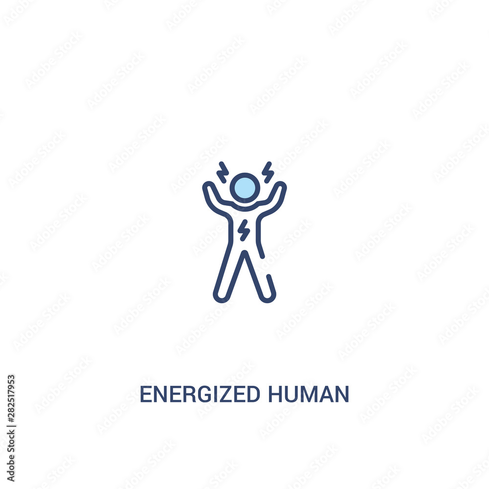 energized human concept 2 colored icon. simple line element ...
