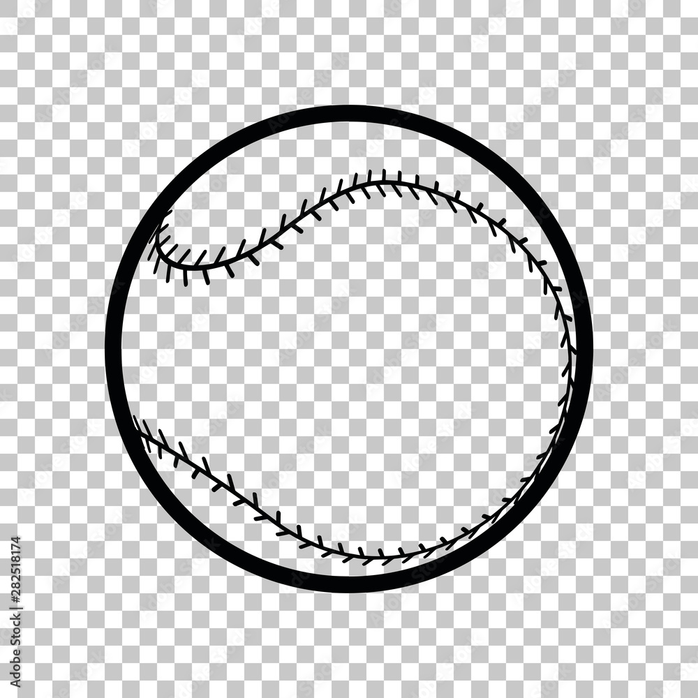 Baseball ball sign. Black icon on transparent background. Illustration ...