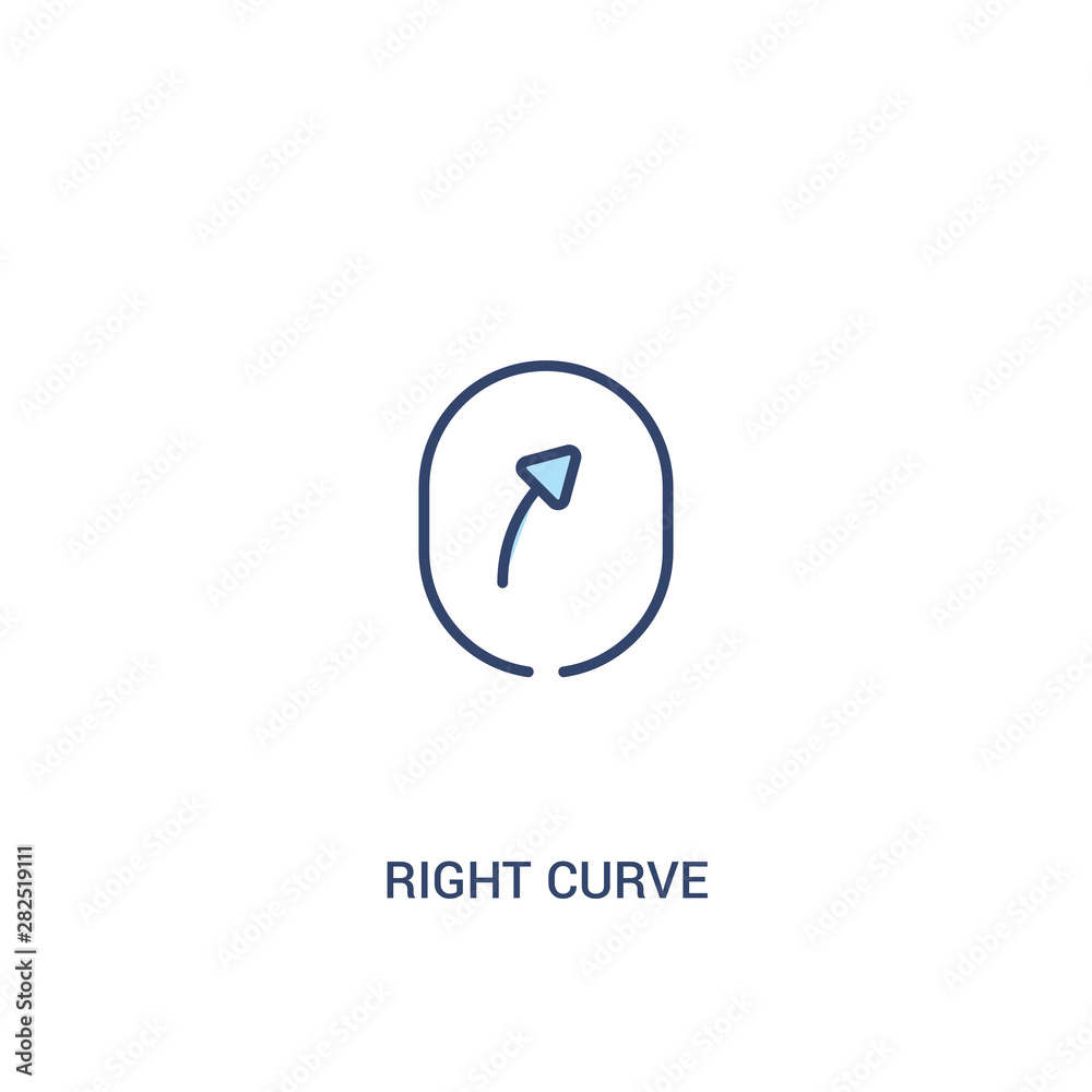 right curve concept 2 colored icon. simple line element illustration ...