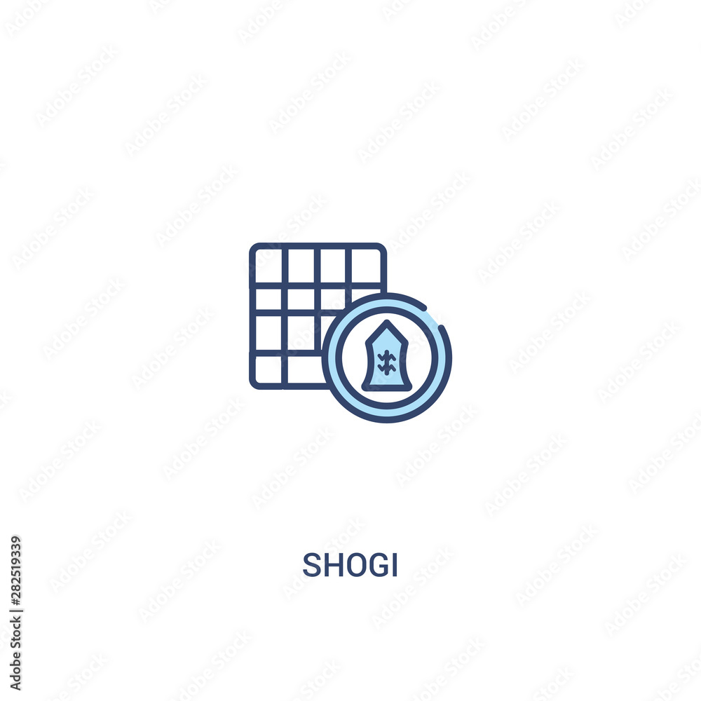 shogi concept 2 colored icon. simple line element illustration. outline ...