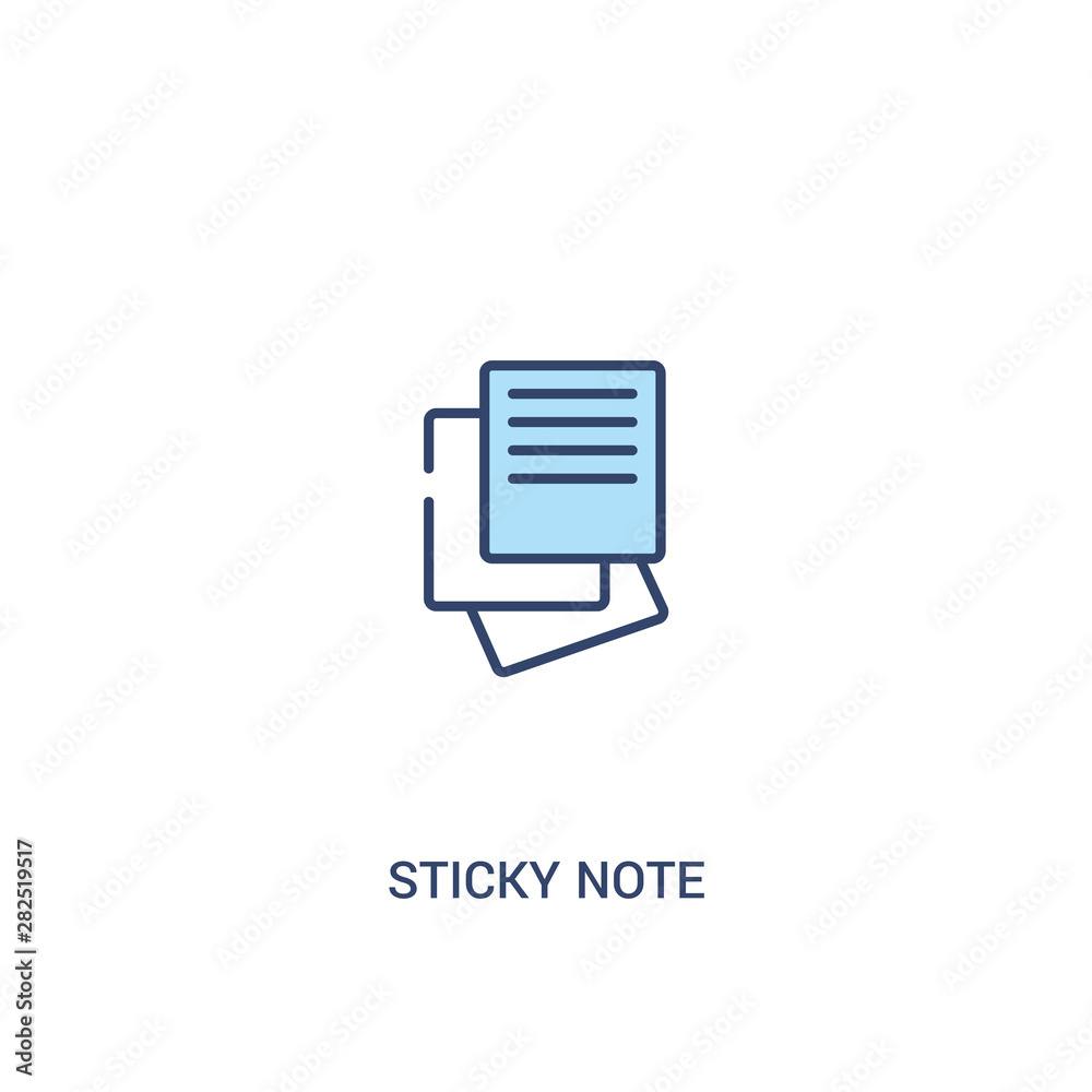 sticky note concept 2 colored icon. simple line element illustration ...