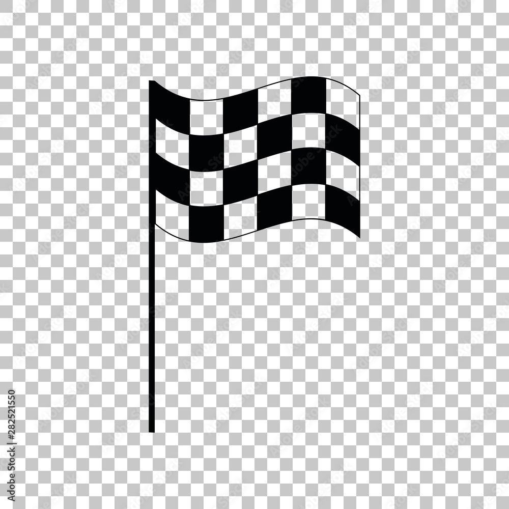 Race checkered flag sign. Black icon on transparent background ...