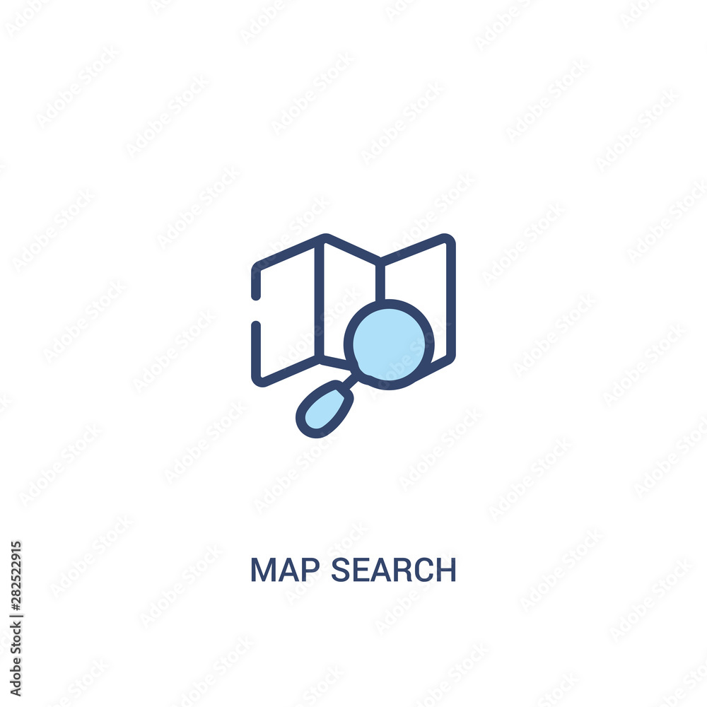 Map Search Concept 2 Colored Icon Simple Line Element Illustration Outline Blue Map Search