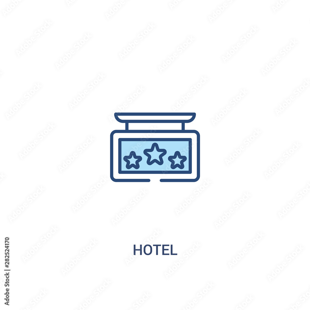 hotel concept 2 colored icon. simple line element illustration. outline blue hotel symbol. can ...