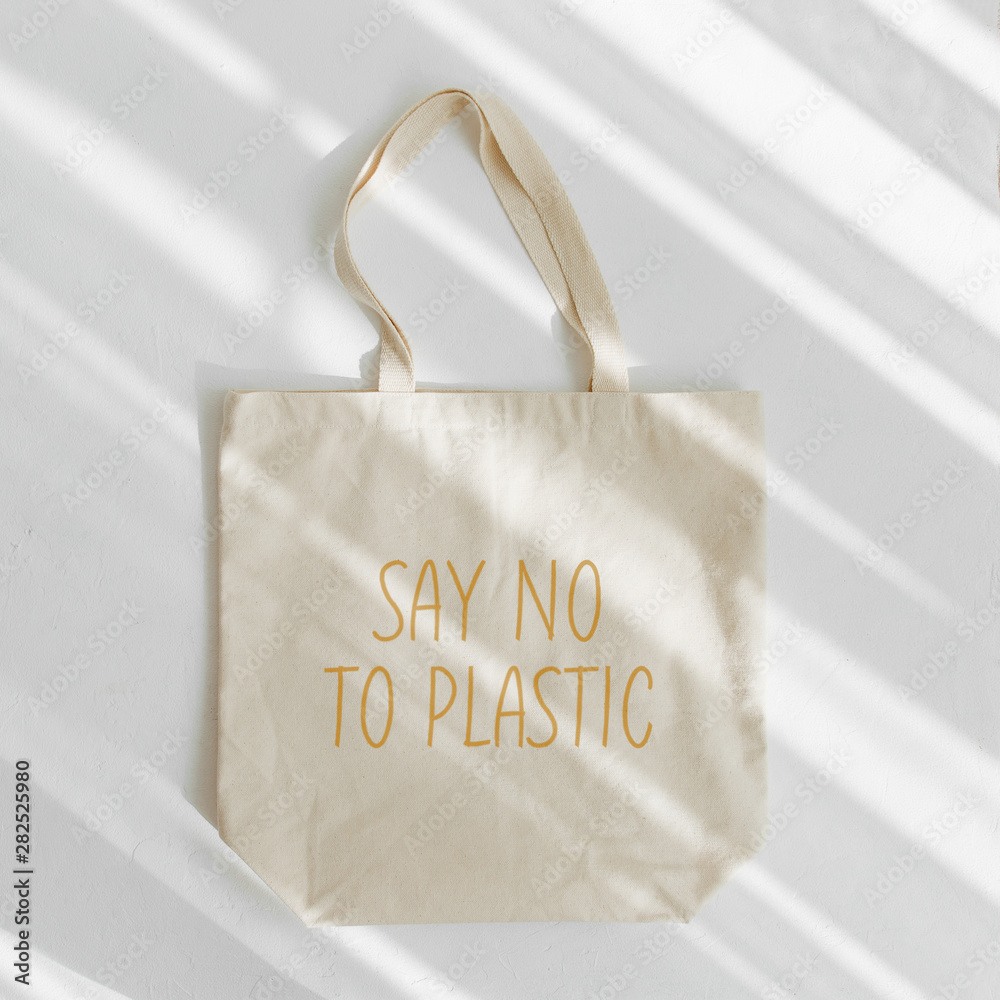 Canvas tote bag. Say no to plastic. Reusable eco bag. Eco friendly ...