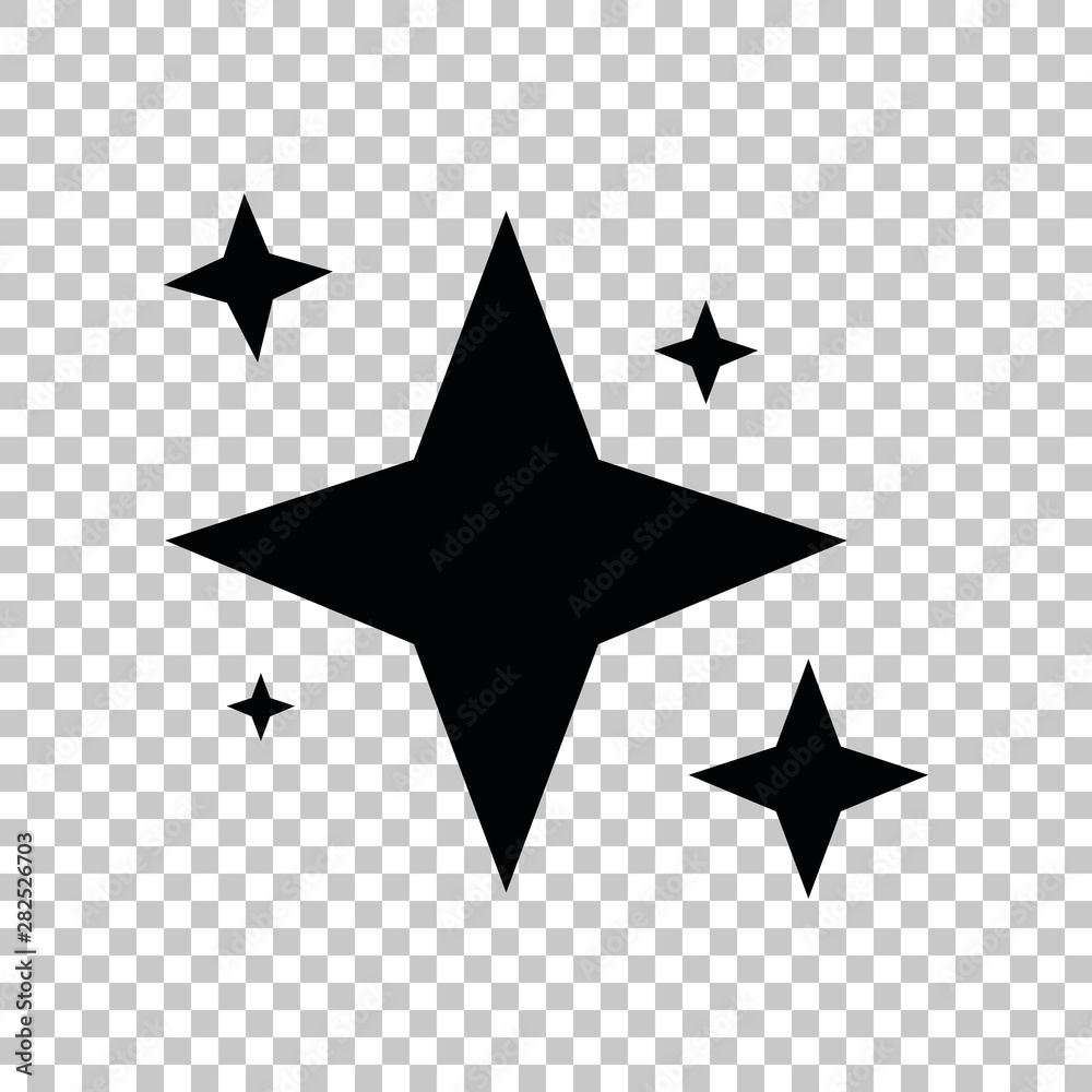 Sparkle sign. Black icon on transparent background. Illustration. Stock ...