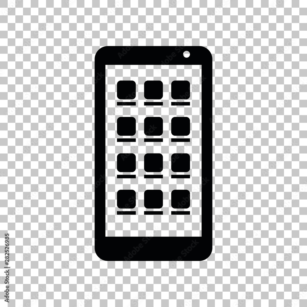 Smartphone sign. Black icon on transparent background. Illustration ...