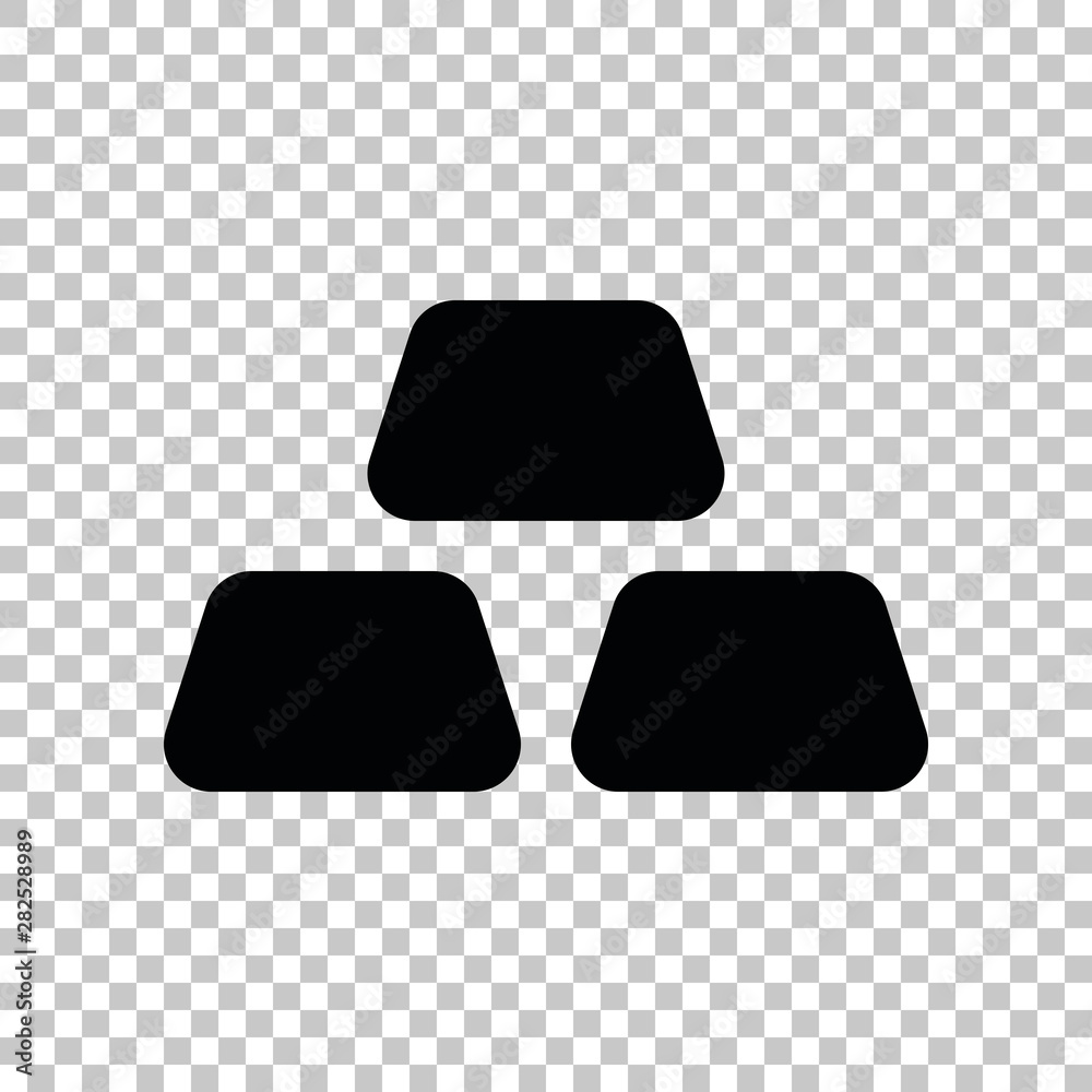 Gold bar sign. Black icon on transparent background. Illustration ...