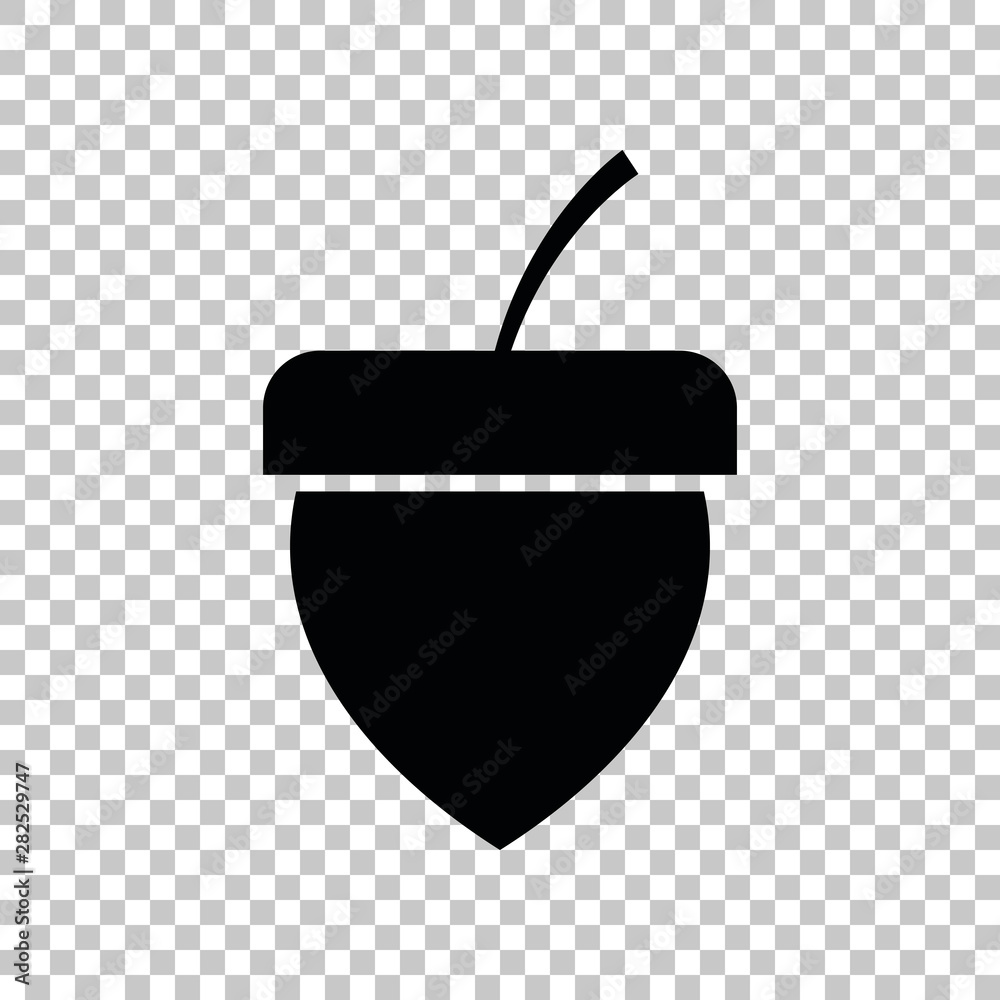 Acorn sign. Black icon on transparent background. Illustration. Stock ...