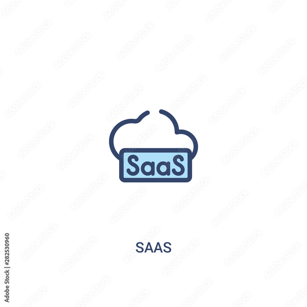 saas concept 2 colored icon. simple line element illustration. outline ...
