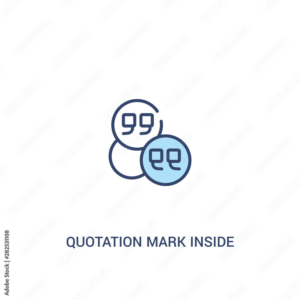 quotation mark inside a circle concept 2 colored icon. simple line ...