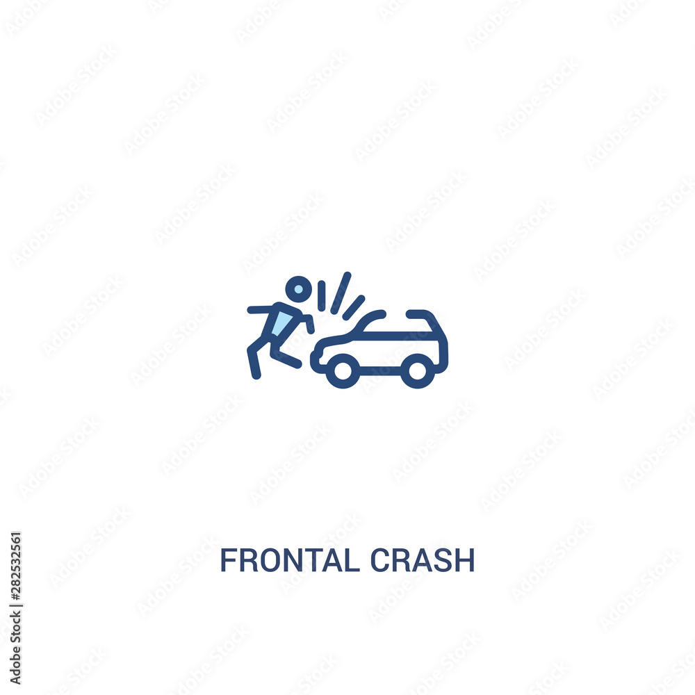 frontal crash concept 2 colored icon. simple line element illustration ...