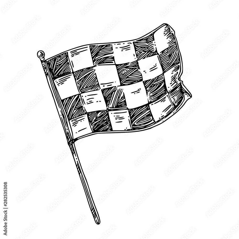 Finish flag. Sketch. Engraving style. Vector illustration. Stock Vector ...