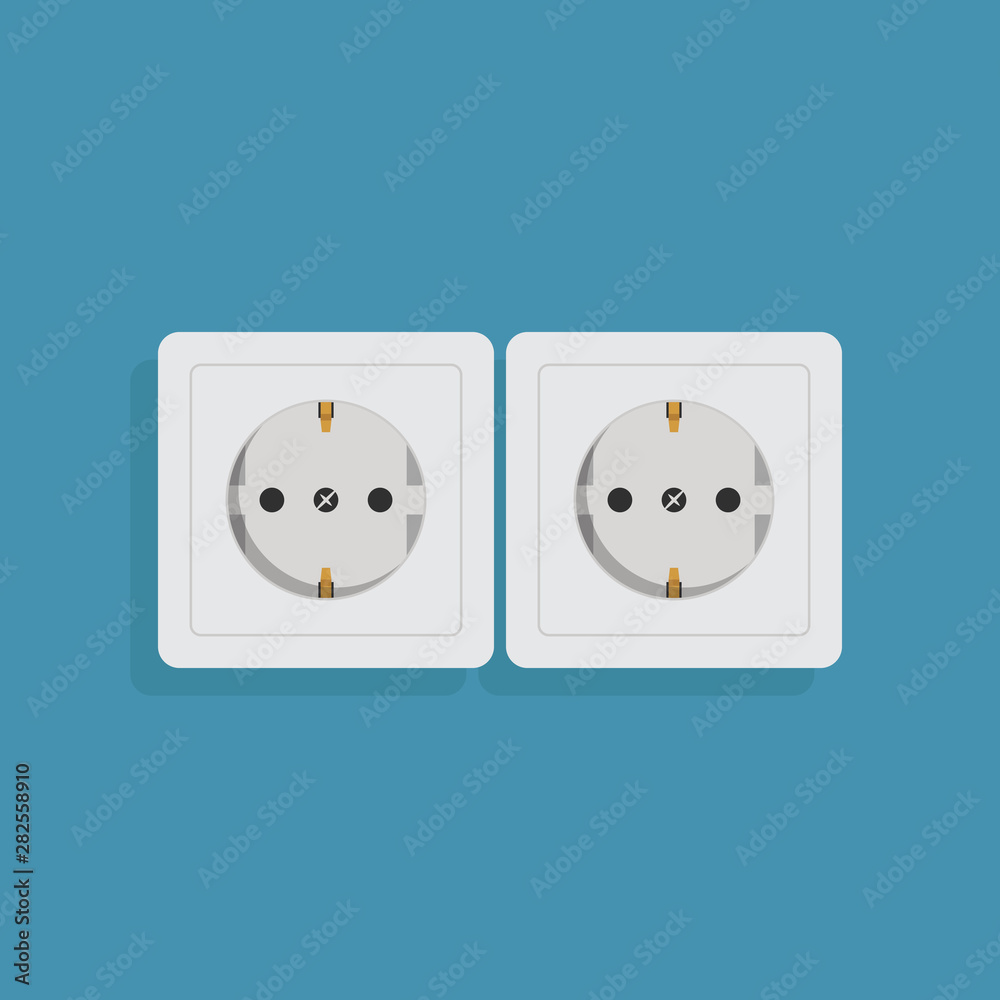 Electrical outlet with blue background flat design vector illustration ...