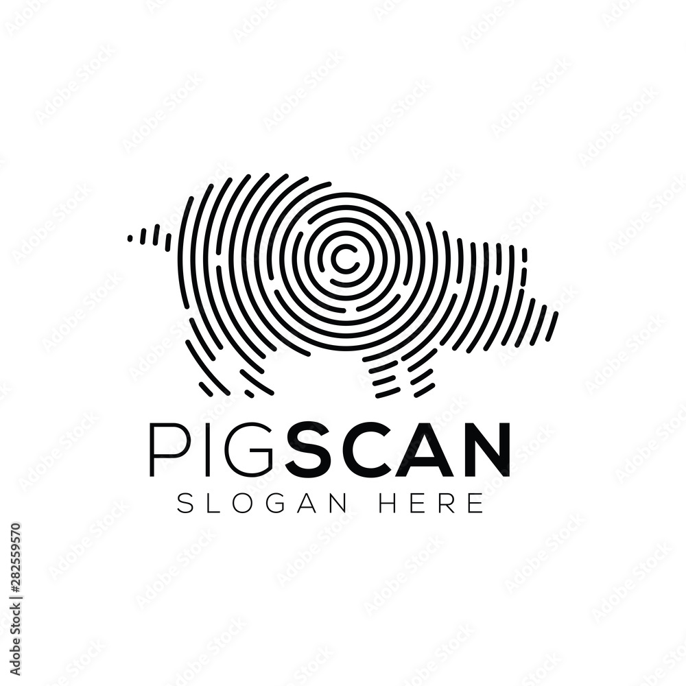 Pig Scan Technology Logo vector Element. Animal Technology Logo ...