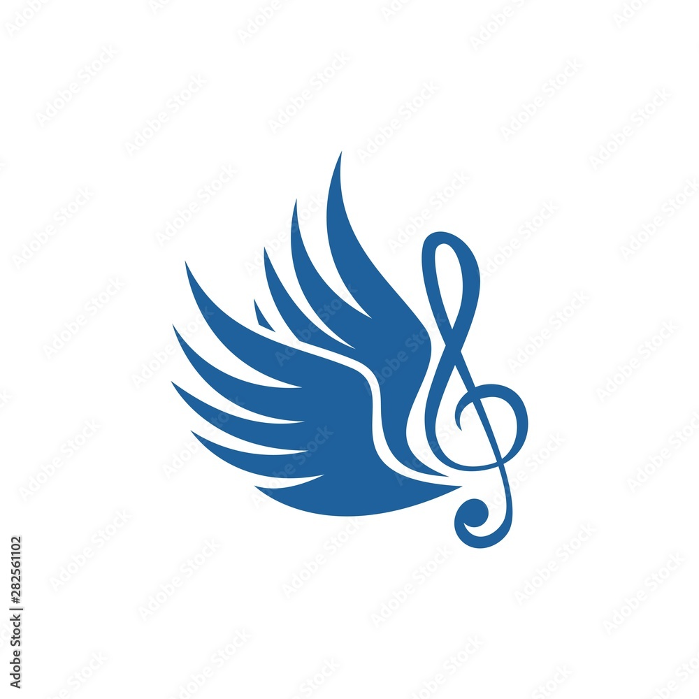 Music note wing logo vecto Stock Vector | Adobe Stock