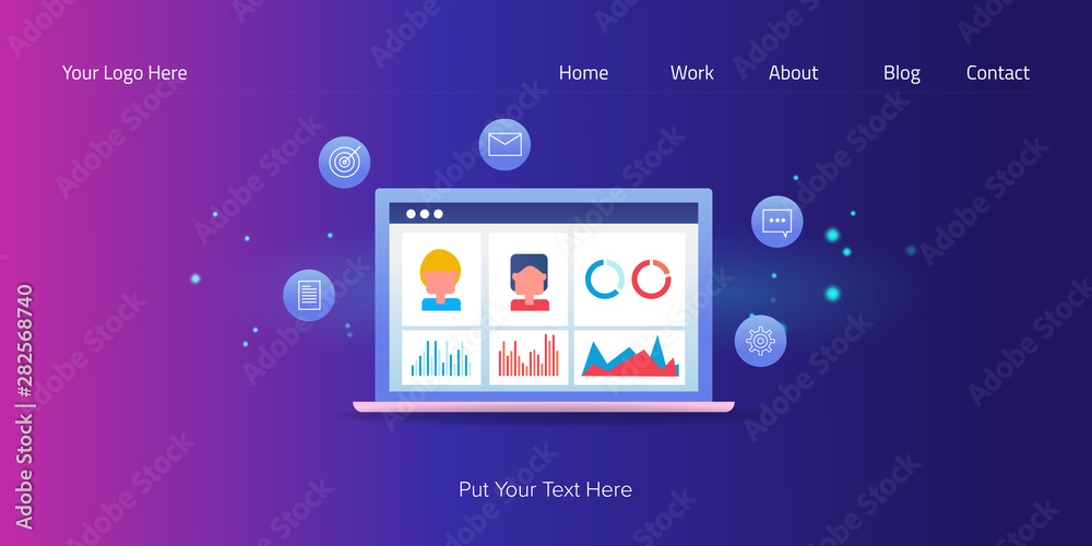 Crm concept design, customer data, business analytics, online client ...