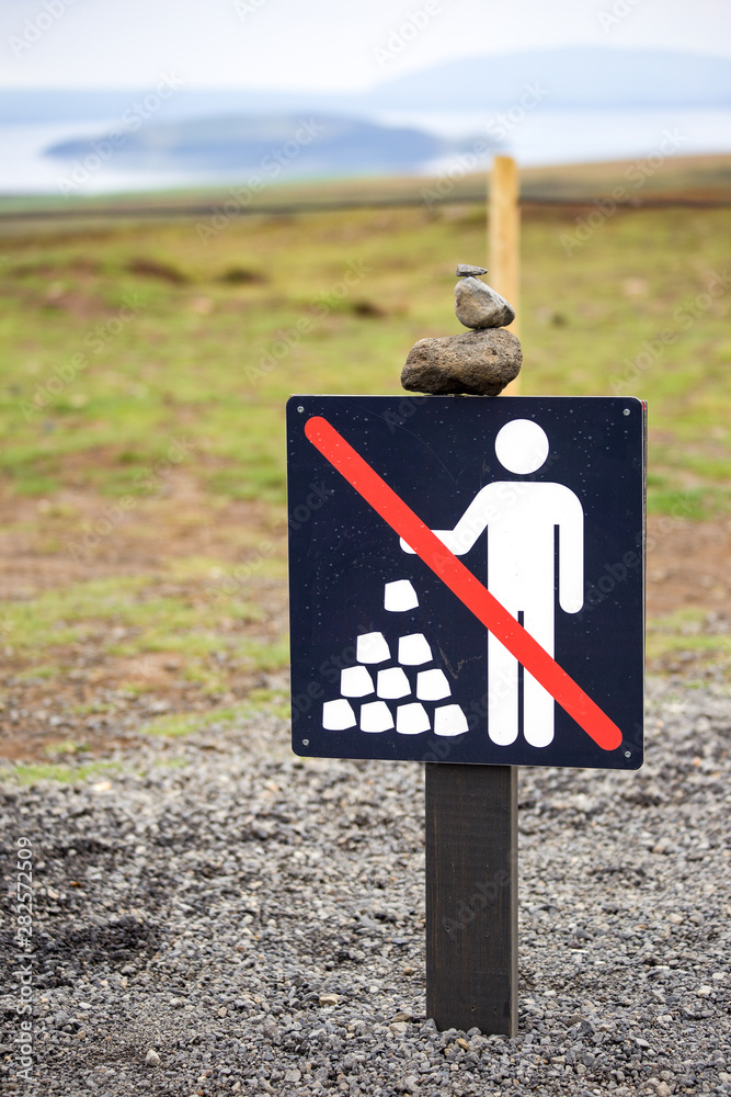 No Rock Stacking sign - stone stacking may harm the ecosystem, stone ...