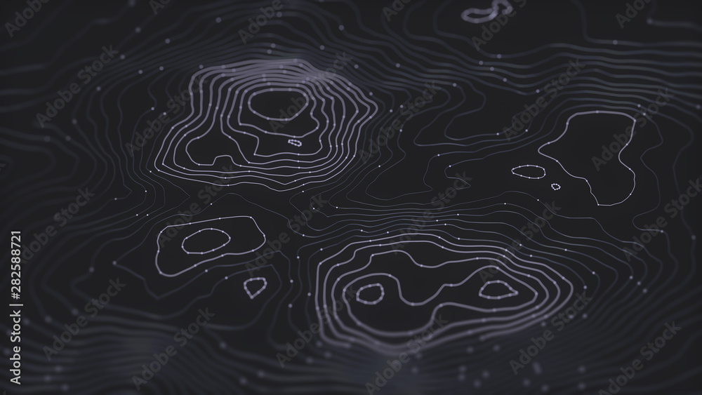 3D Topographic map background concept. Topo contour map. Rendering ...