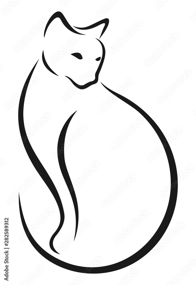 Cat sit line design suitable for logos, icons, print, and others Stock ...