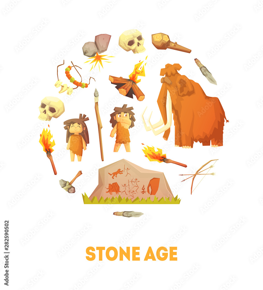 Prehistoric Stone Age Caveman Banners Stock Vector Art