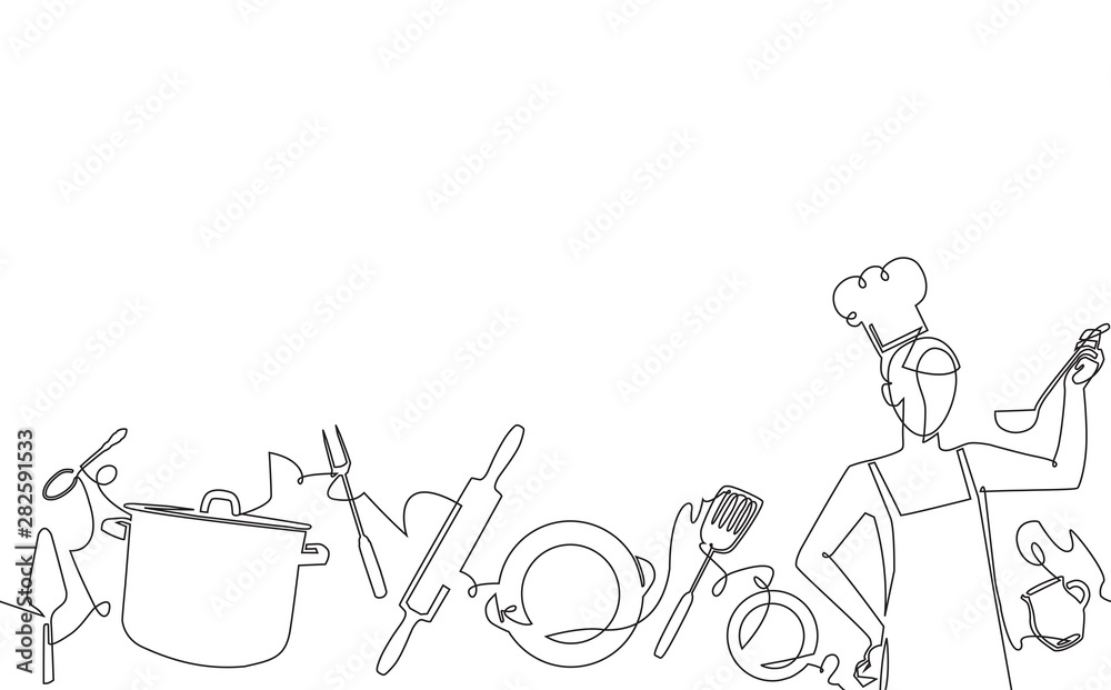 Cooking Seamless Pattern. Background with Empty Spase for Text ...