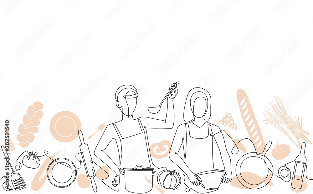 Cooking Seamless Pattern. Background with Empty Spase for Text ...