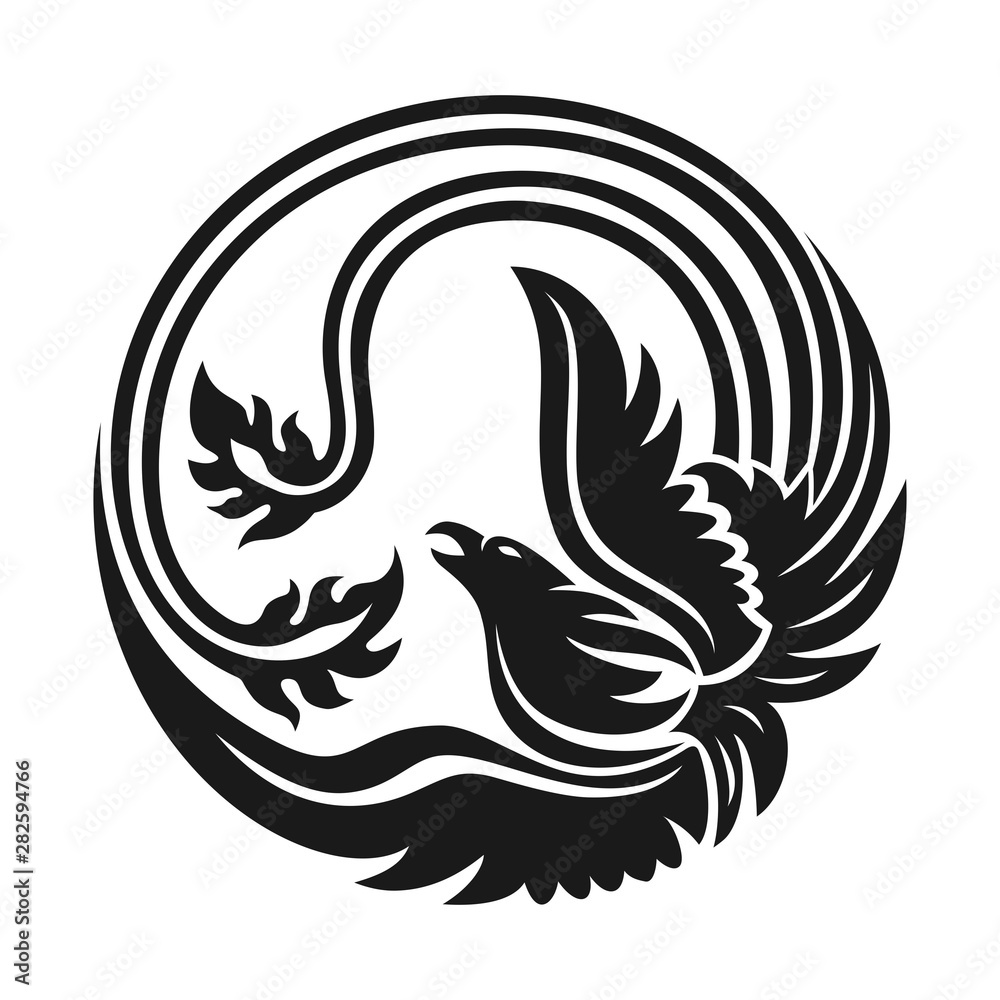 Phoenix circle black icon Stock Illustration | Adobe Stock