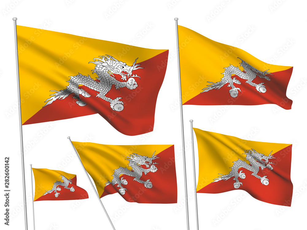 Vector flags of Bhutan Stock Vector | Adobe Stock