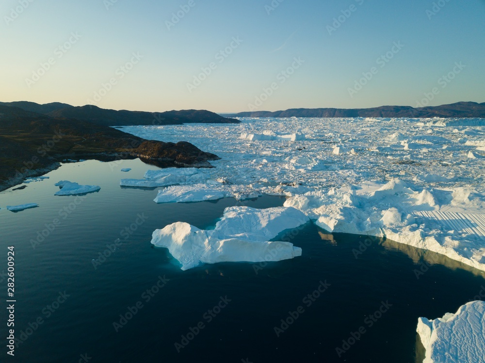 Icebergs drone aerial image top view - Climate Change and Global ...