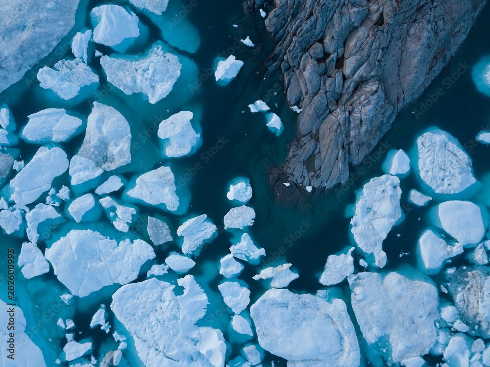 Icebergs drone aerial image top view - Climate Change and Global ...