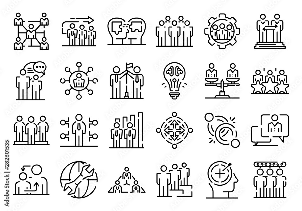 Big set of thin line icons related with human resources management ...