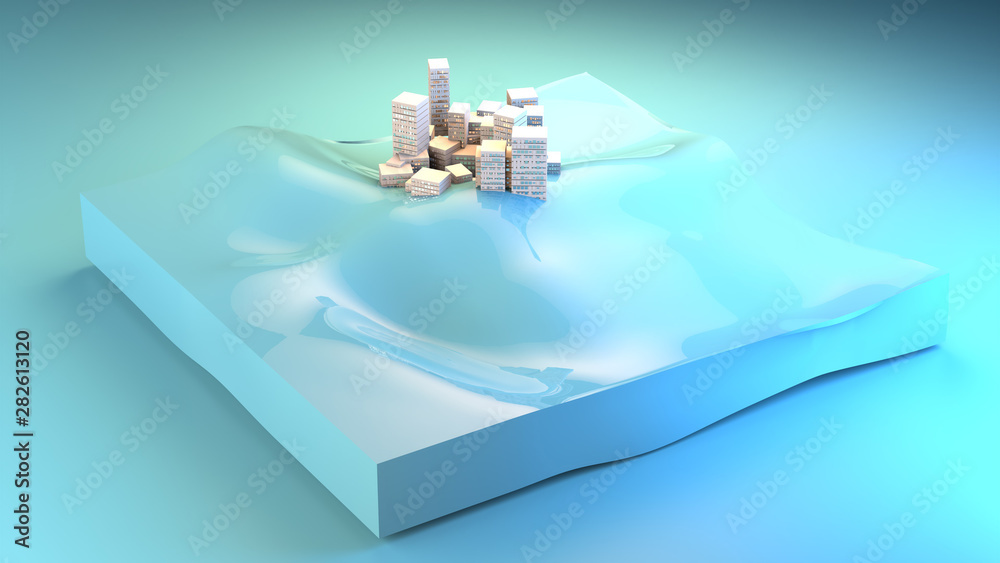rising sea levels Cartoon environment diorama Stock Illustration ...