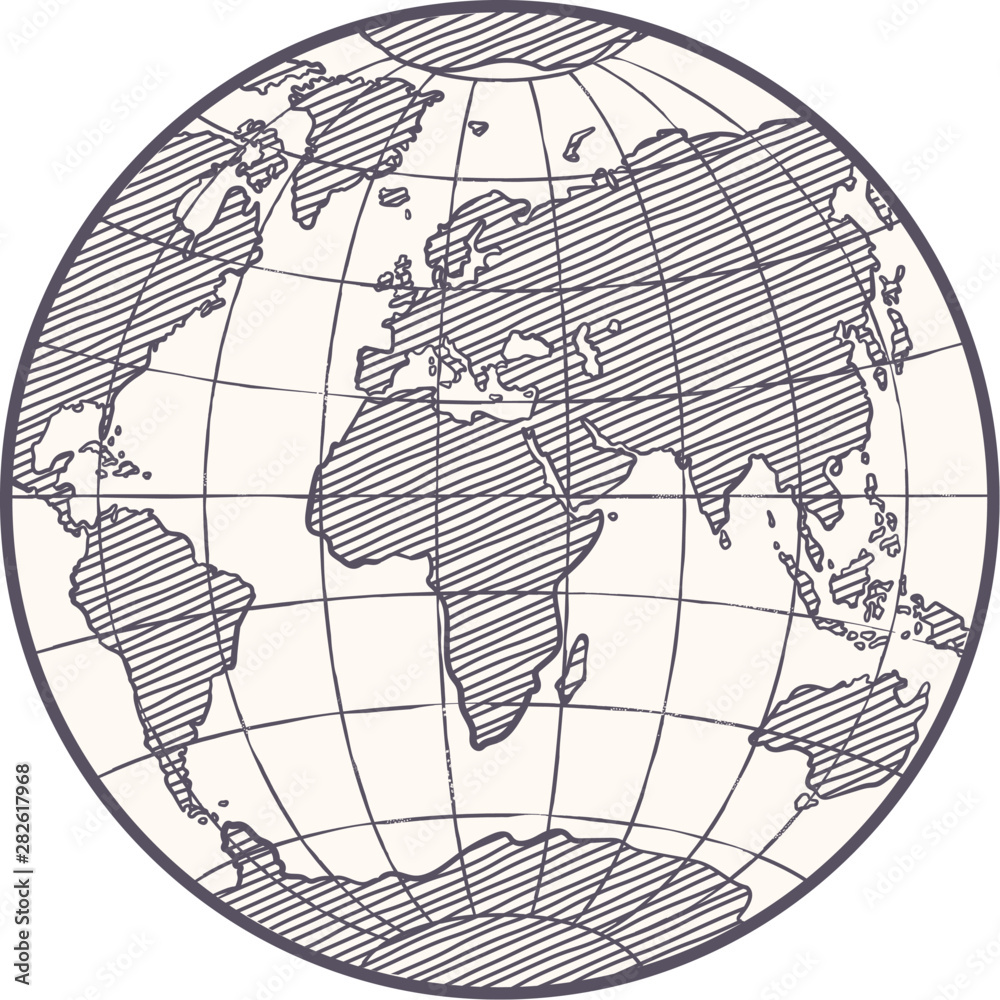 World map globe sketch vector Stock Vector | Adobe Stock