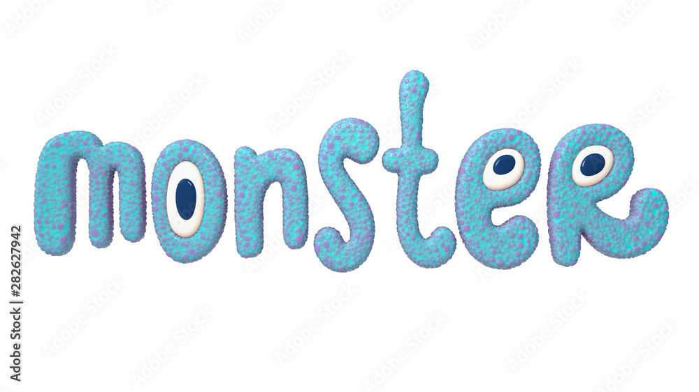 3d Digital illustration of text Monster with bulging alien eyes from ...