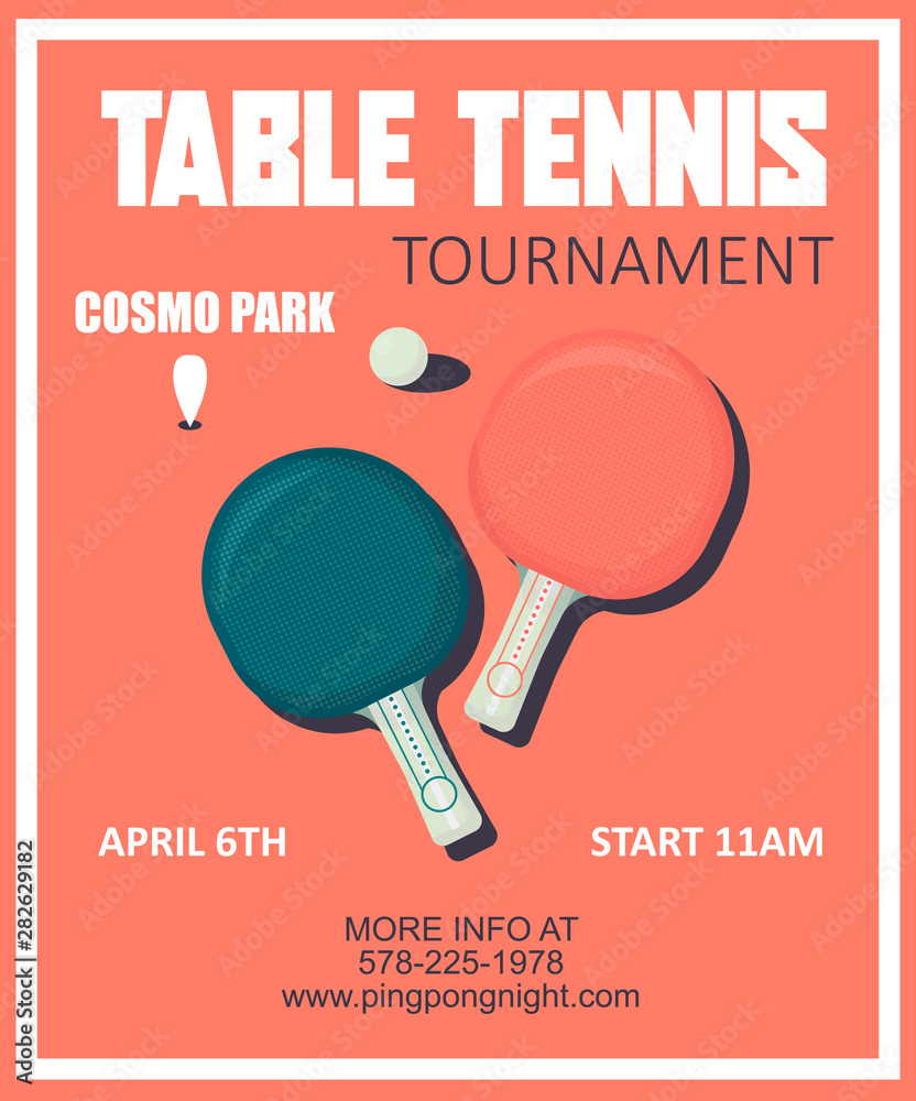 Two flat ping pong rackets with ball. Table tennis sport equipment ...