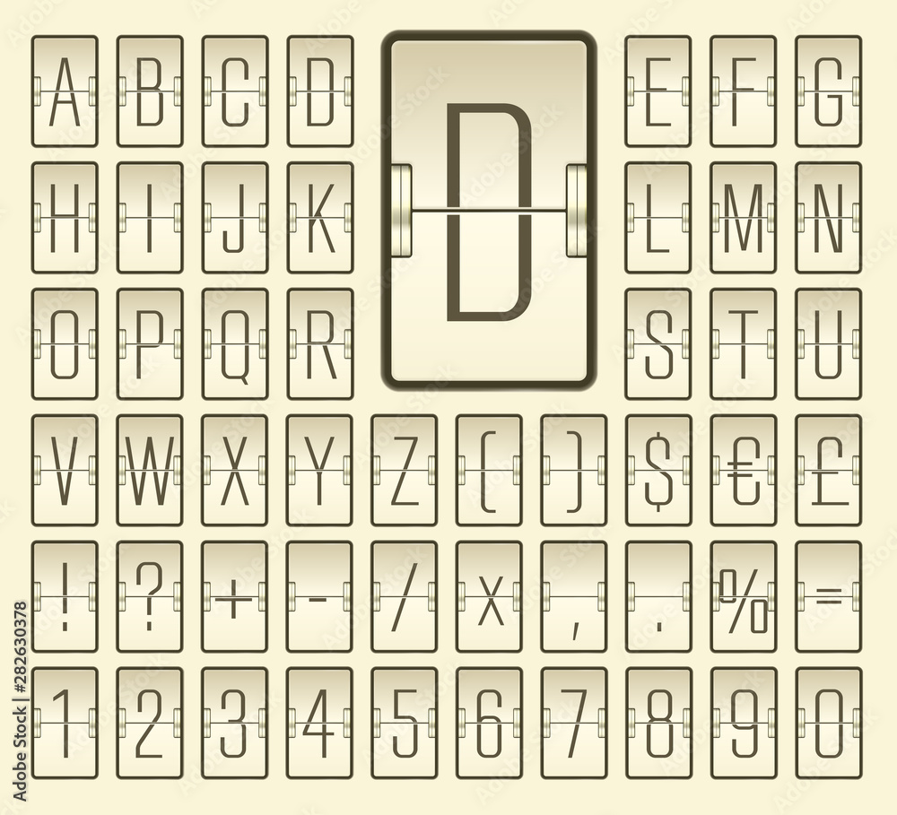 Vetor de Beige flip board narrow font to display destination and ...