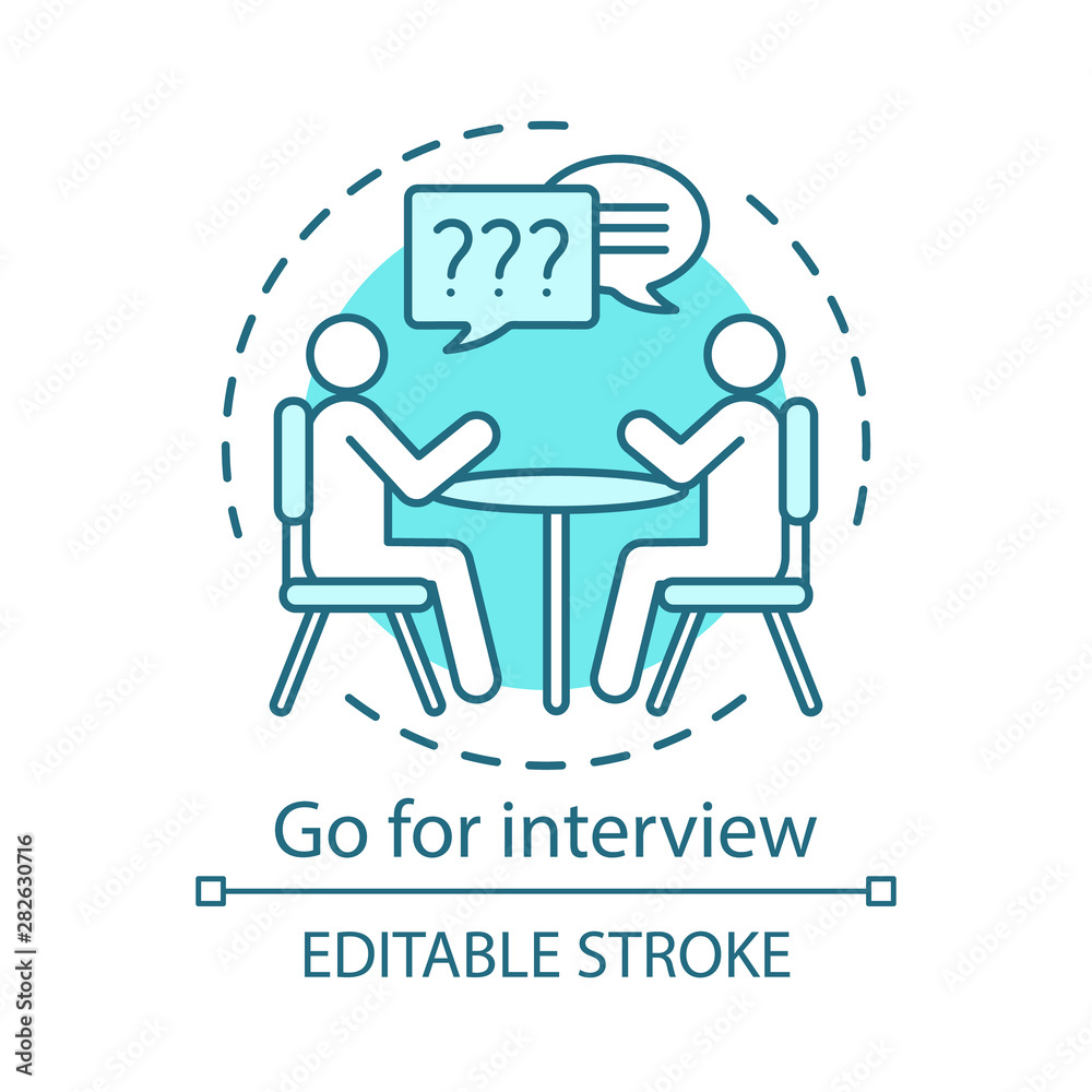 Go for interview concept icon. Job interviewing idea thin line ...