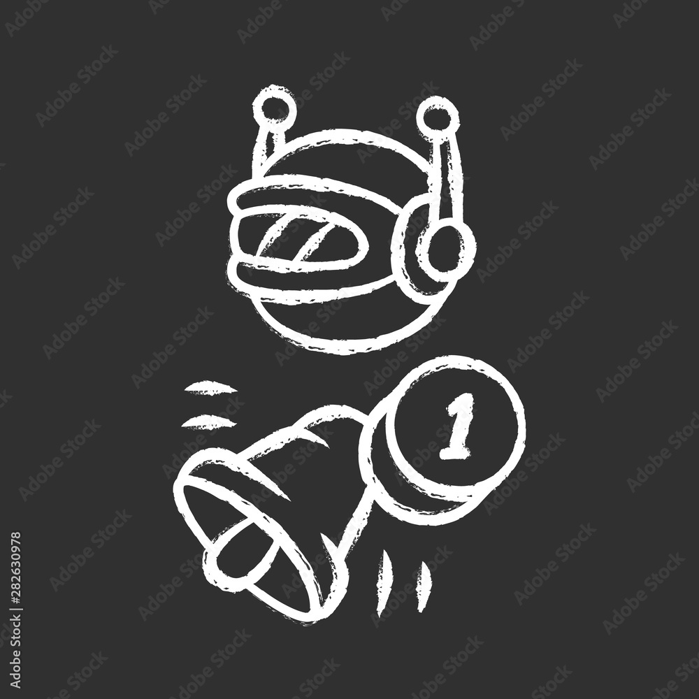 Proactive bot chalk icon. Sending messages, incoming notifications ...